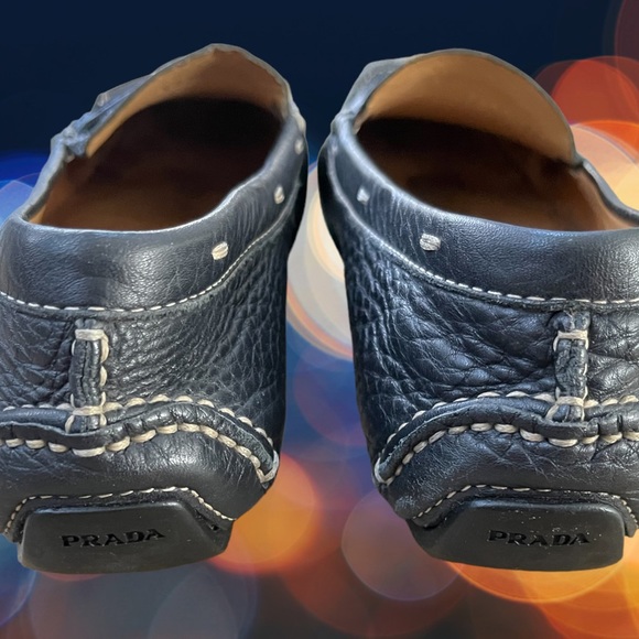 Prada | Shoes | Prada Navy Blue Driving Shoes Soft Pebbled Leather ...